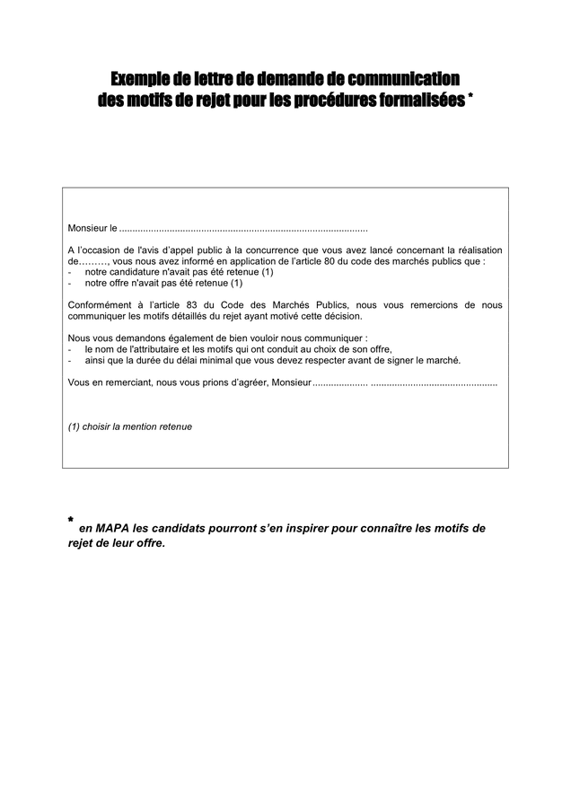 Exemple de lettre de demande de communication - DOC, PDF - page 1 sur 1