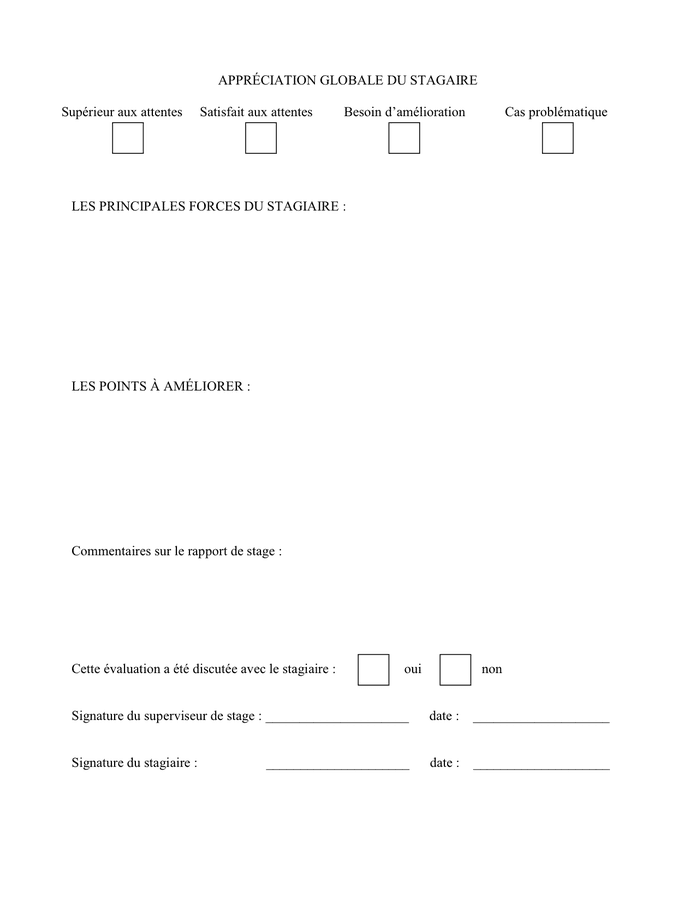 Formulaire d’évaluation de stage - DOC, PDF - page 2 sur 2 Formulaire d’évaluation de stage - DOC, PDF - page 2 sur 2