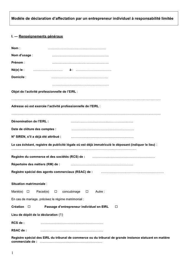 Declaration De Patrimoine