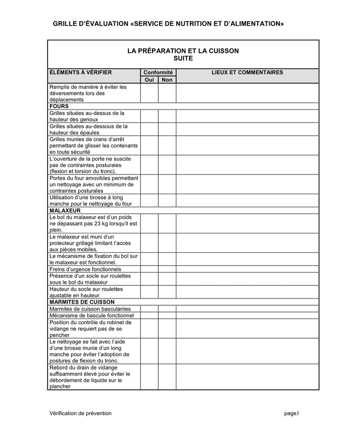 Grille d'évaluation service de nutrition et d'alimentation - DOC, PDF ...