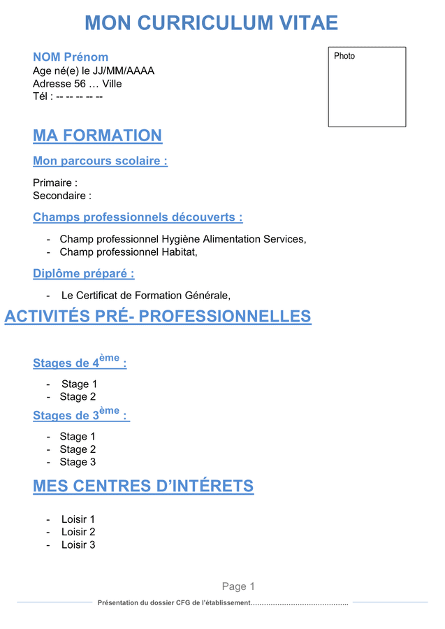 Modelé de dossier de CFG - DOC, PDF - page 3 sur 12 Modelé de dossier de CFG - DOC, PDF - page 3 sur 12