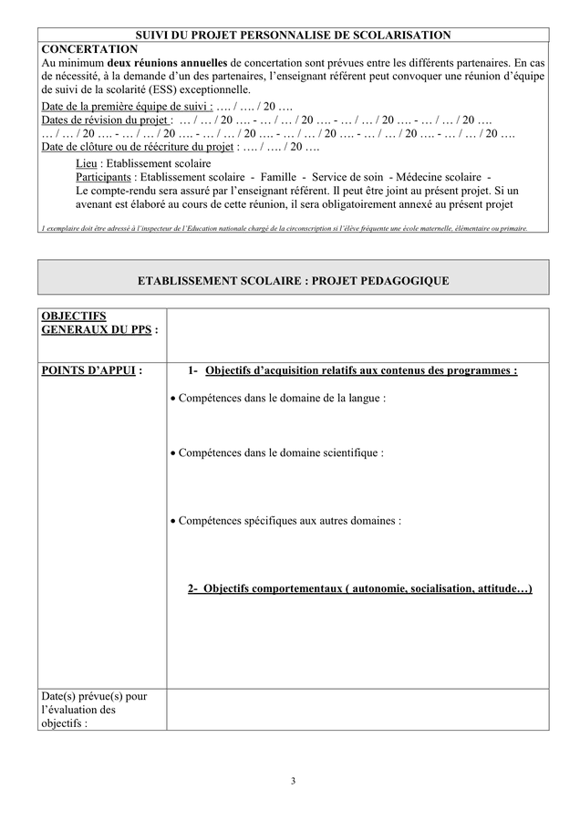 Projet personnalise de scolarisation - DOC, PDF - page 3 sur 5