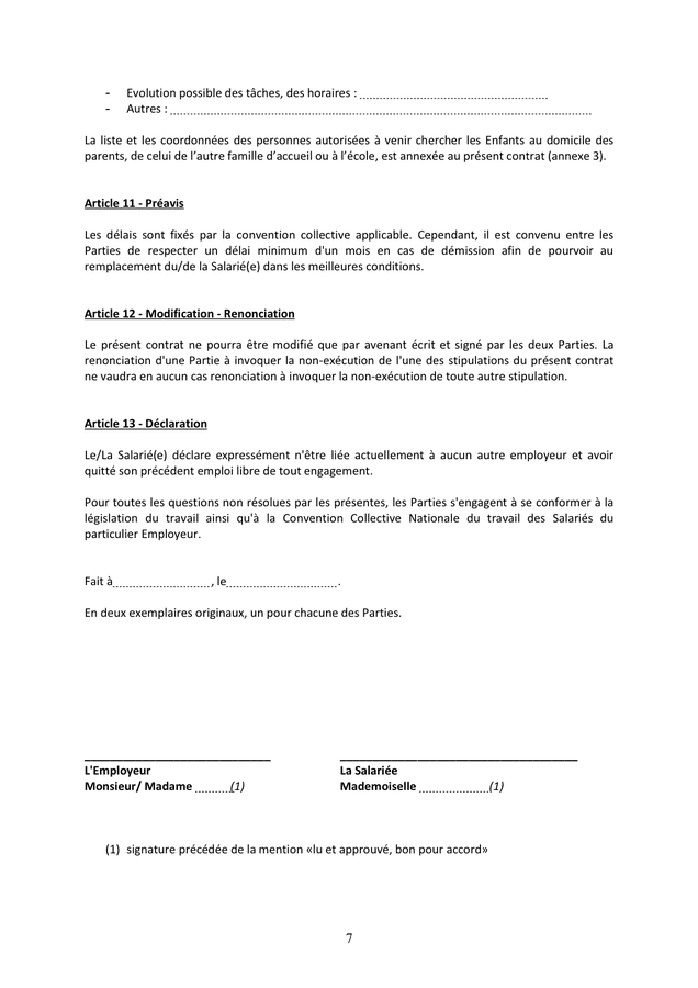 Contrat de garde d'enfants partagee a duree indeterminee - DOC, PDF - page 7 sur 10