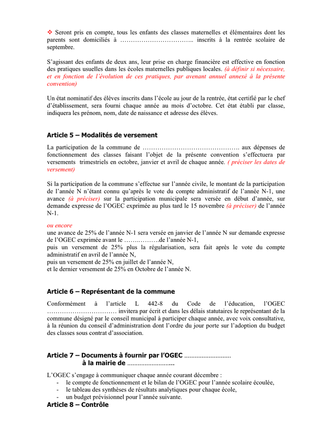 Modèle de convention de forfait communal - DOC, PDF - page 3 sur 5 Modèle de convention de forfait communal - DOC, PDF - page 3 sur 5
