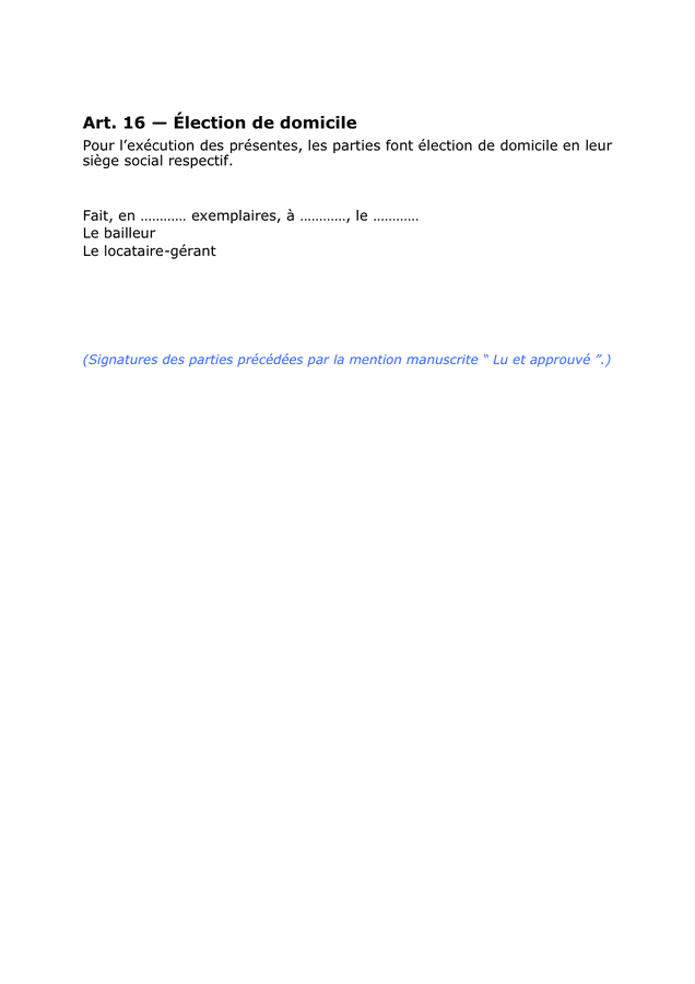 Contrat de location-gérance de fonds de commerce - DOC, PDF - page 9 sur 9 Contrat de location-gérance de fonds de commerce - DOC, PDF - page 9 sur 9