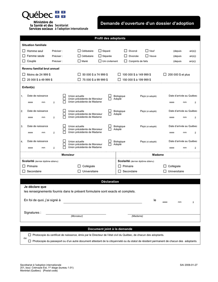 Demande Douverture De Dossier Canada Doc Pdf Page 2 Sur 3 