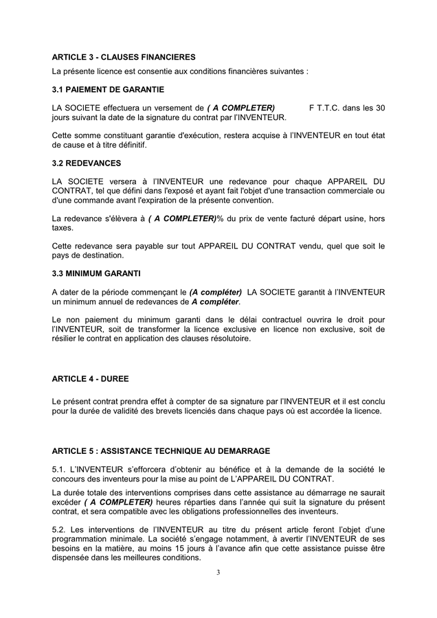 Modelé de contrat de licence d’exploitation sur brevet - DOC, PDF ...