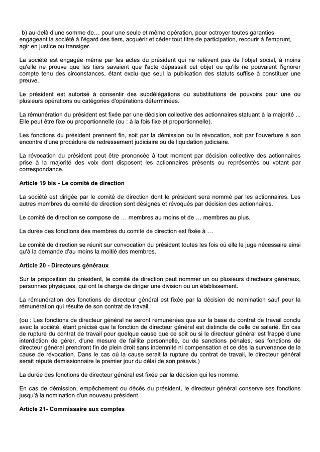 Modelé de statuts d'une société par actions simplifiée - DOC, PDF ...
