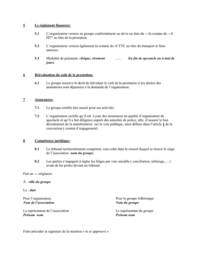 Convention ou contrat d’engagement - DOC, PDF - page 3 sur 3