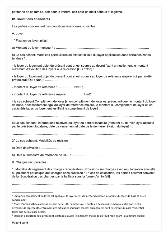 Contrat type de location ou de colocation de logement nu - DOC, PDF ...