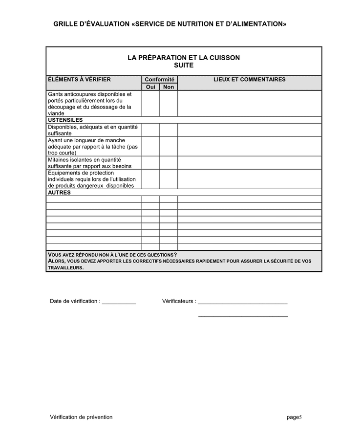 Grille d'évaluation service de nutrition et d'alimentation - DOC, PDF ...