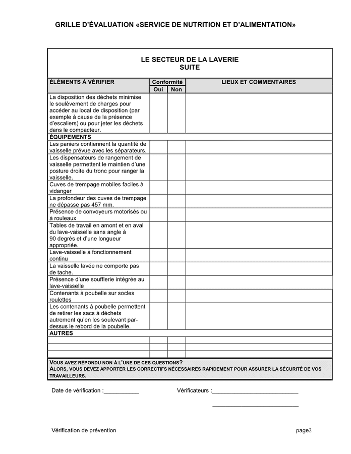 Grille d'évaluation service de nutrition et d'alimentation - DOC, PDF ...