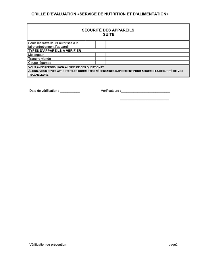 Grille d'évaluation service de nutrition et d'alimentation - DOC, PDF ...