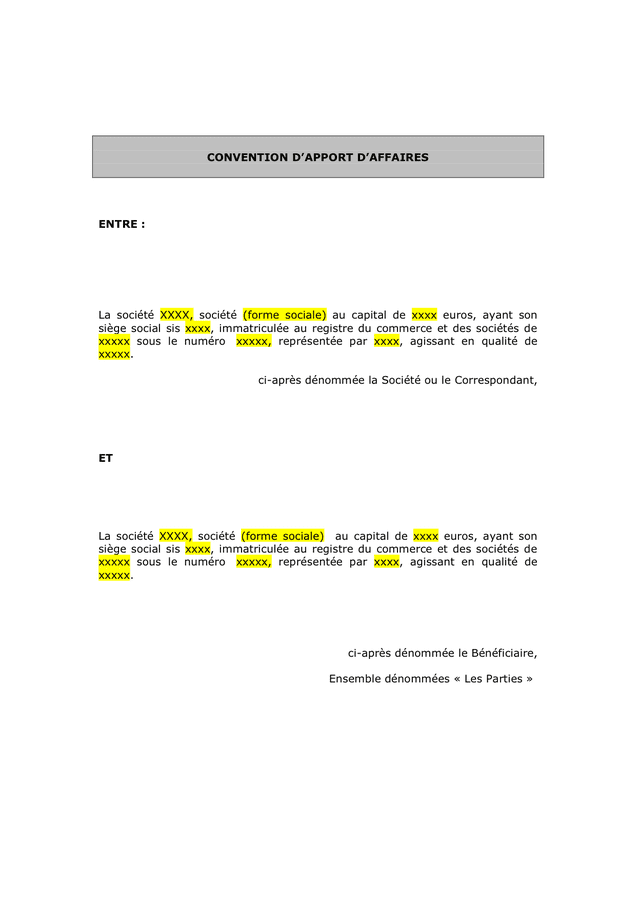 Modèle de convention - téléchargement gratuit documents PDF, Word et Excel
