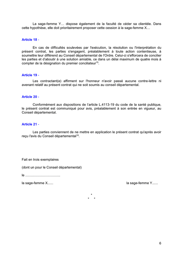 Modelé de contrat de sage - femme d’exercice de collaborat eur l iberal ...