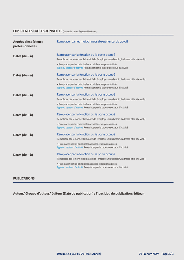 Modelé de CV - DOC, PDF - page 3 sur 3