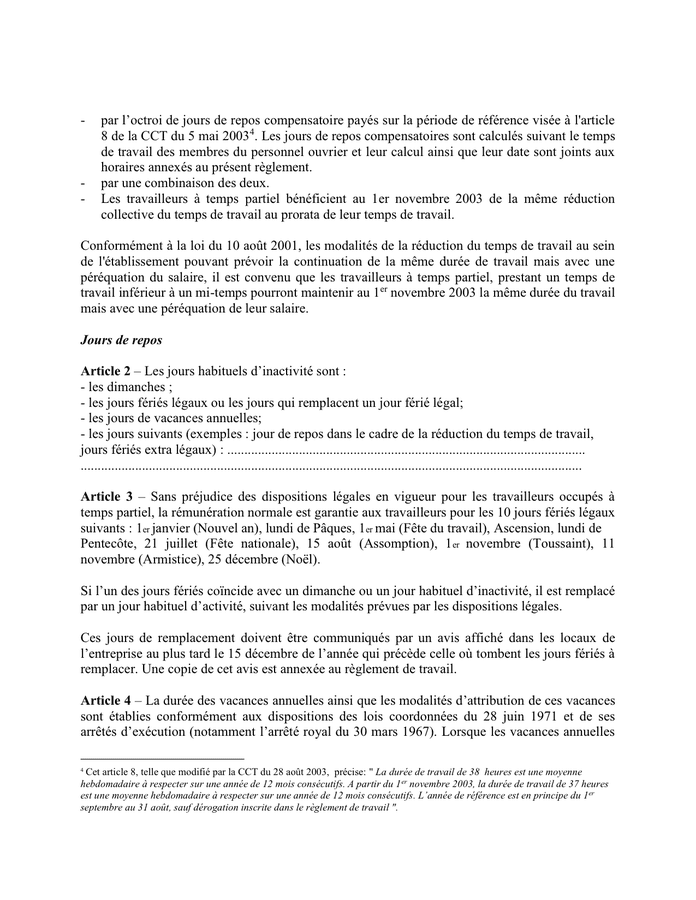 Modèle de règlement de travail pour ouvriers (Belgique) - DOC, PDF ...