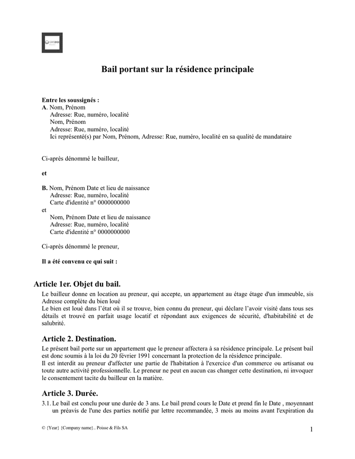 Modèle de bail - téléchargement gratuit documents PDF, Word et Excel