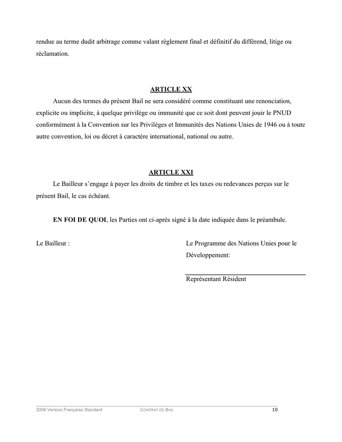 Exemple de contrat de bail - DOC, PDF - page 10 sur 11