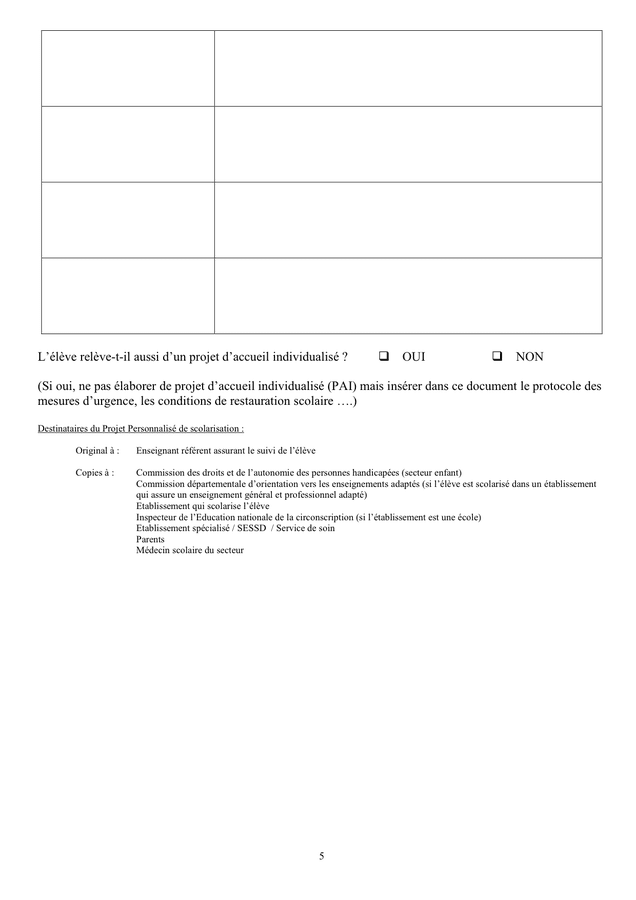Projet personnalise de scolarisation - DOC, PDF - page 5 sur 5