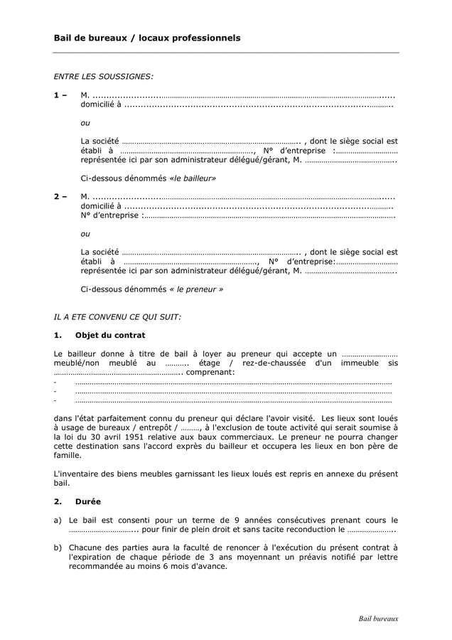 Modèle de bail - téléchargement gratuit documents PDF, Word et Excel