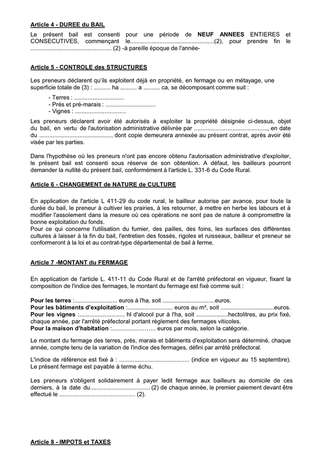 Modelé de bail a ferme - DOC, PDF - page 2 sur 3