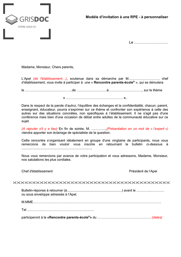 Lettre d'invitation - téléchargement gratuit documents PDF, Word et Excel