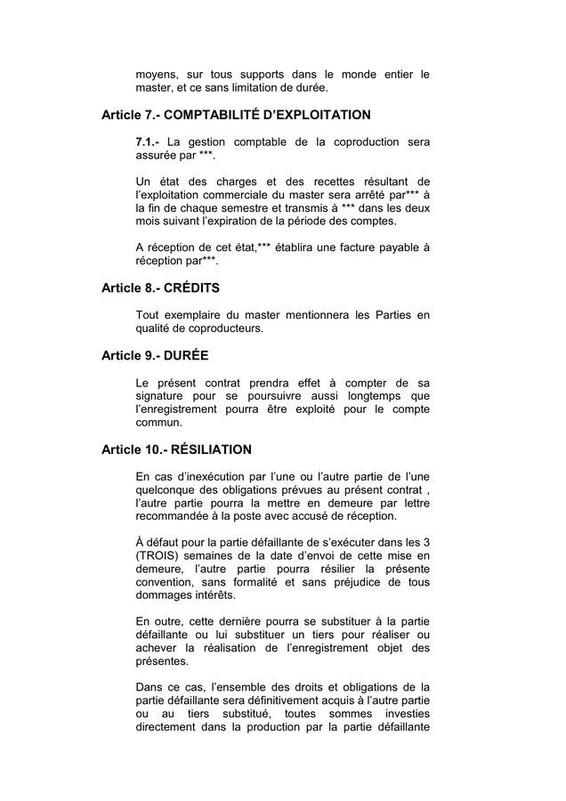 Un exemple de contrat de coproduction - DOC, PDF - page 4 sur 5