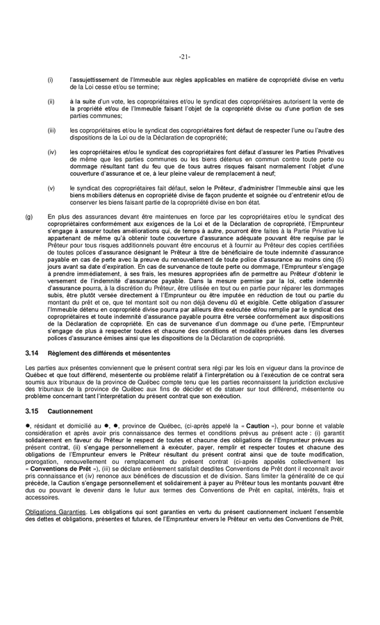 Contrat de prêt et d’hypothèque tant mobilière qu’immobilière (Canada) - DOC, PDF - page 21 sur 25