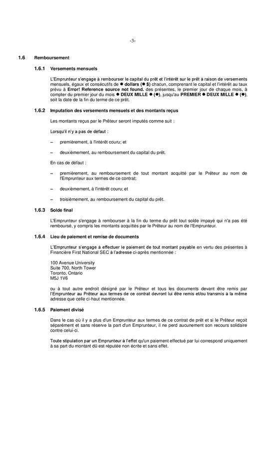 Contrat de prêt et d’hypothèque tant mobilière qu’immobilière (Canada) - DOC, PDF - page 3 sur 25