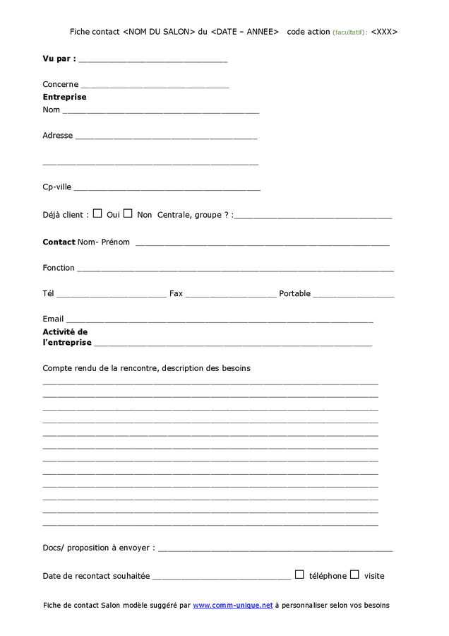 Fiche contact salon - DOC, PDF - page 1 sur 1
