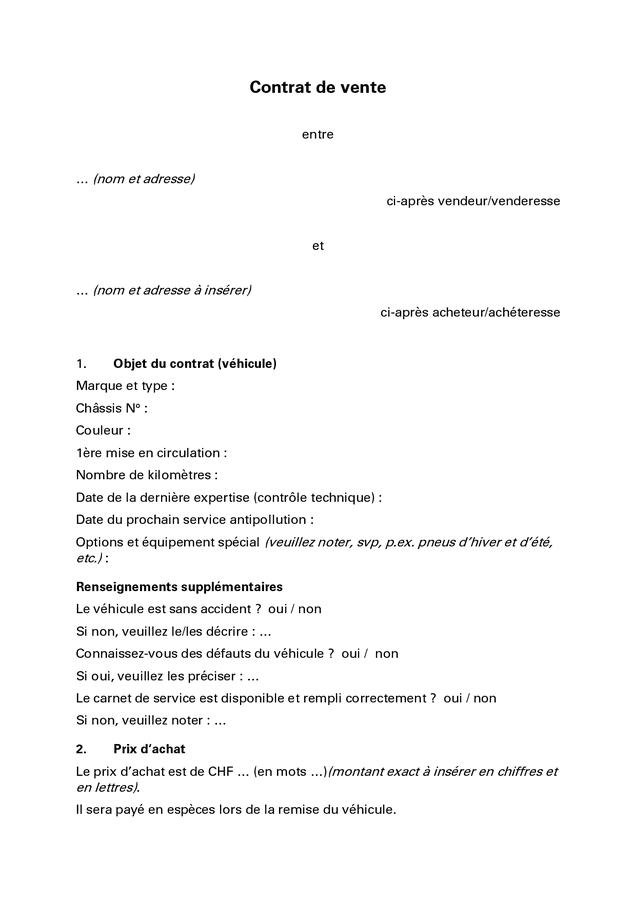 Modèle de contrat de vente voiture occassion-cap - DOC, PDF - page 1 sur 2 Modèle de contrat de vente voiture occassion-cap - DOC, PDF - page 1 sur 2