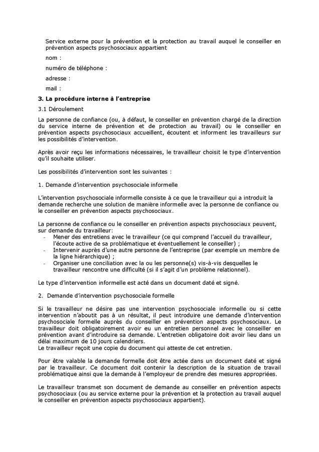 Modèle de règlement de travail (Belgique) - DOC, PDF - page 9 sur 14