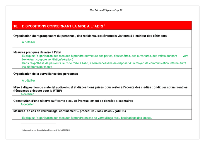 Modele de plan interne d'urgence - DOC, PDF - page 28 sur 81