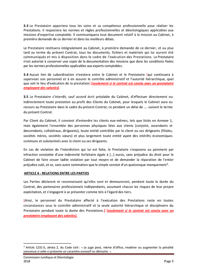 Exemple de contrat de prestations de services entre experts-comptables ...