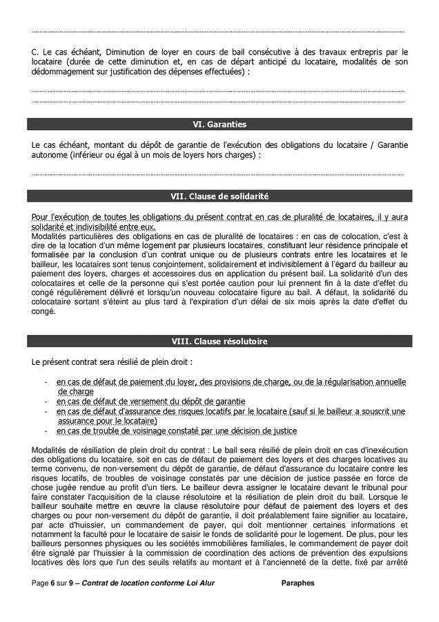 Exemple de contrat type de location ou de colocation pour logement ...