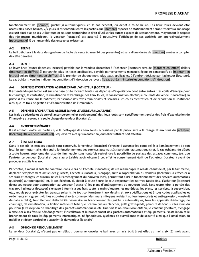 Promesse d'achat - DOC, PDF - page 11 sur 12