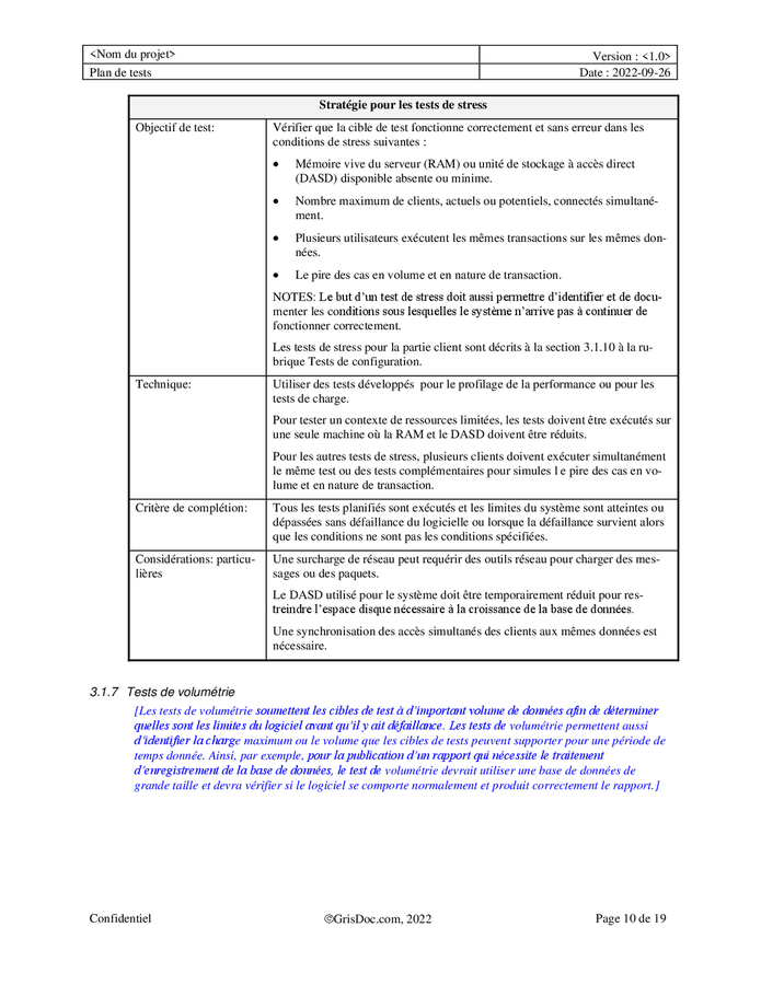 Modèle de plan de tests - DOC, PDF - page 10 sur 19 Modèle de plan de tests - DOC, PDF - page 10 sur 19