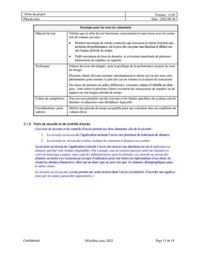 Modèle de plan de tests - DOC, PDF - page 11 sur 19 Modèle de plan de tests - DOC, PDF - page 11 sur 19