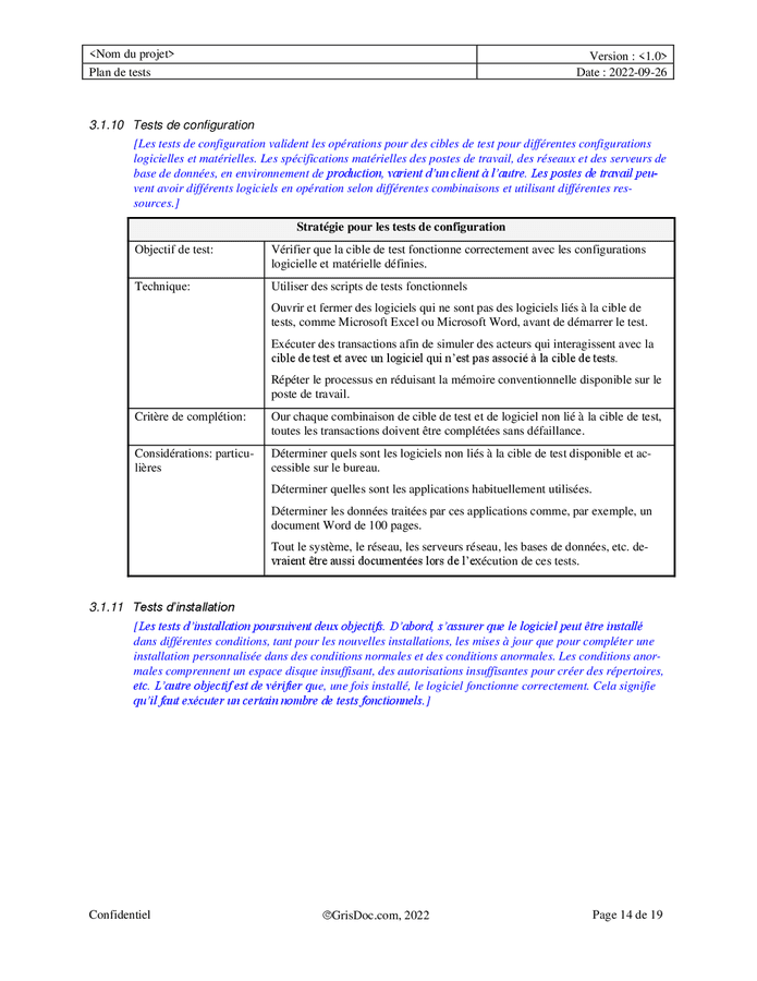 Modèle de plan de tests - DOC, PDF - page 14 sur 19 Modèle de plan de tests - DOC, PDF - page 14 sur 19