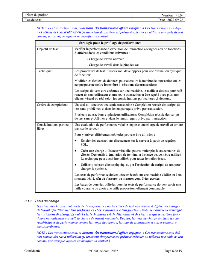 Modèle de plan de tests - DOC, PDF - page 8 sur 19