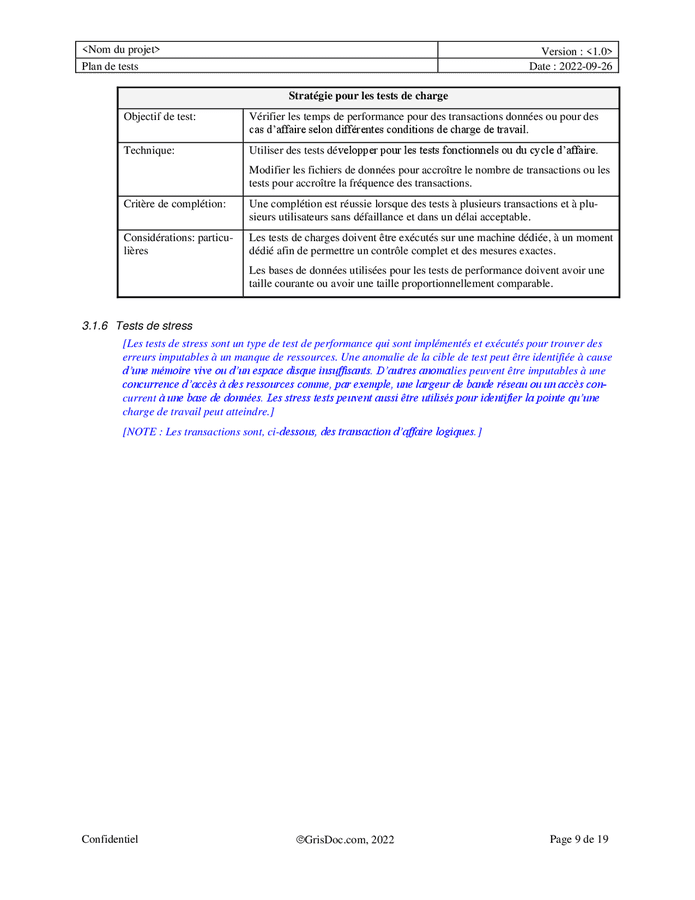 Modèle de plan de tests - DOC, PDF - page 9 sur 19 Modèle de plan de tests - DOC, PDF - page 9 sur 19