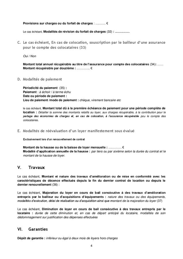 Contrat type de location ou de colocation de logement meublé - DOC, PDF ...