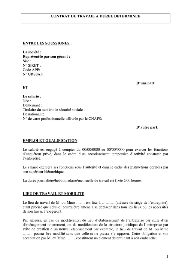Modelé de contrat CDD - téléchargement gratuit documents PDF, Word et Excel