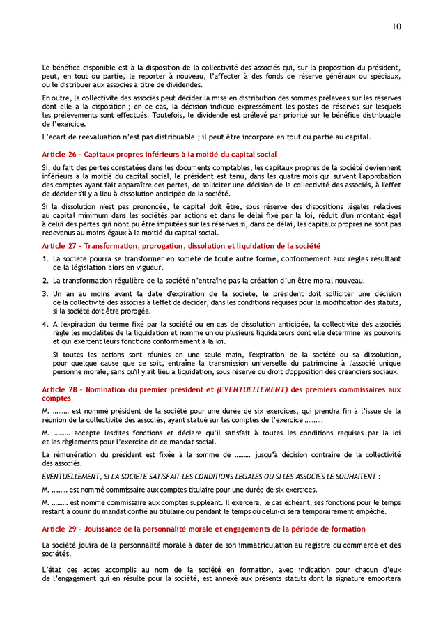 SAS expertise comptable - exemple de statuts - DOC, PDF - page 10 sur 17