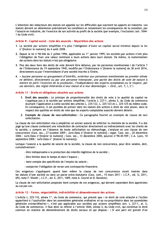SAS expertise comptable - exemple de statuts - DOC, PDF - page 14 sur 17