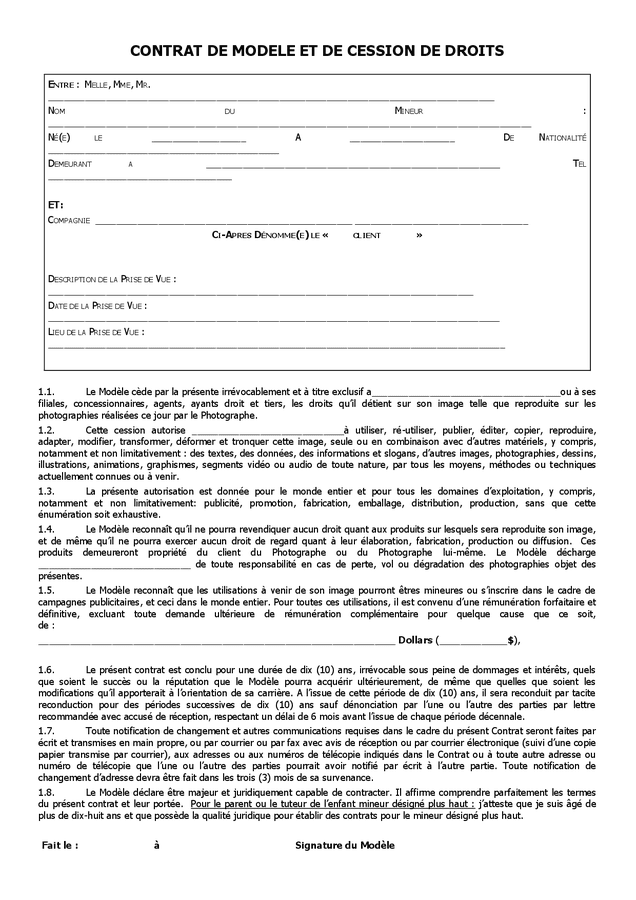 Modèle de contrat cession - téléchargement gratuit documents PDF, Word ...