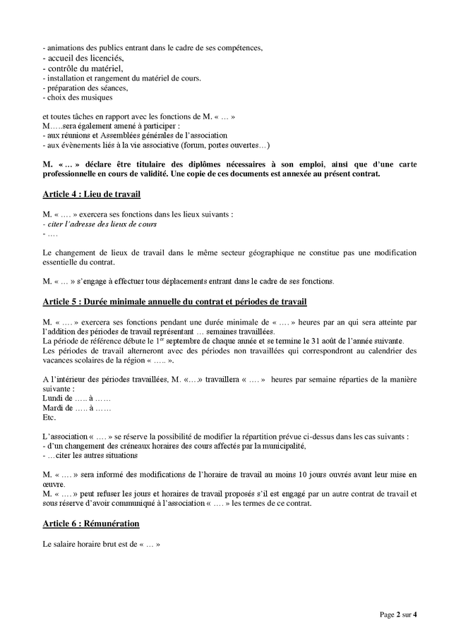 Modele CDI intermittent pour l'emploi d'un animateur - DOC, PDF - page ...