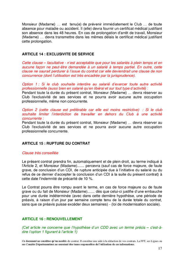 Modele de CDD pour remplacement d'un salarie absent - DOC, PDF - page 17 sur 18