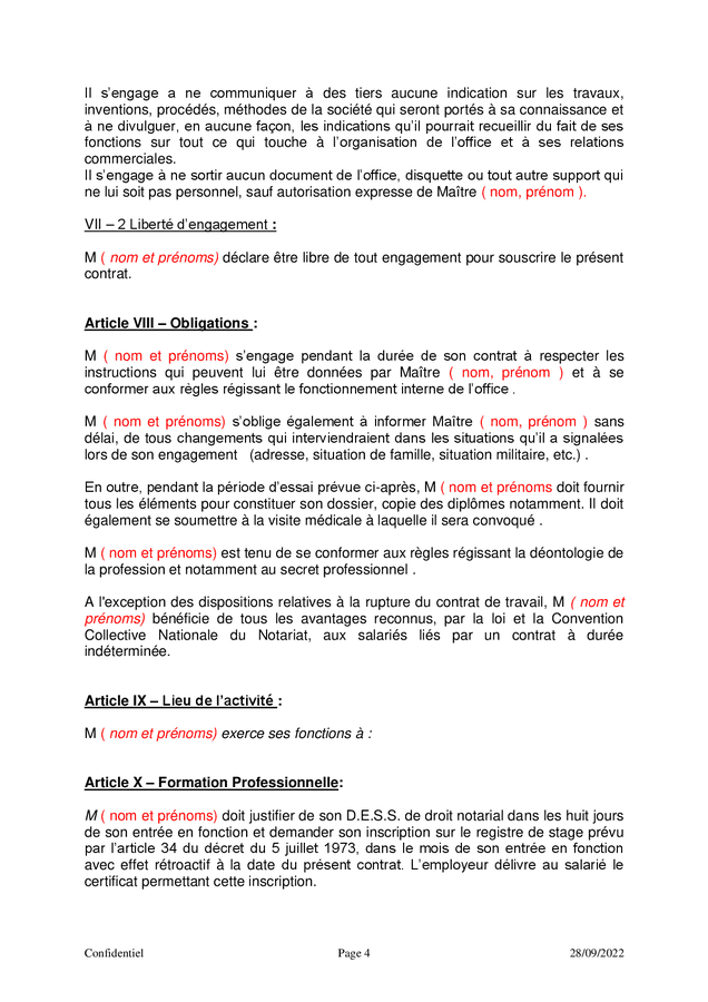 Contrat CDD de professionnalisation - notaire stagiaire titulaire - DOC ...